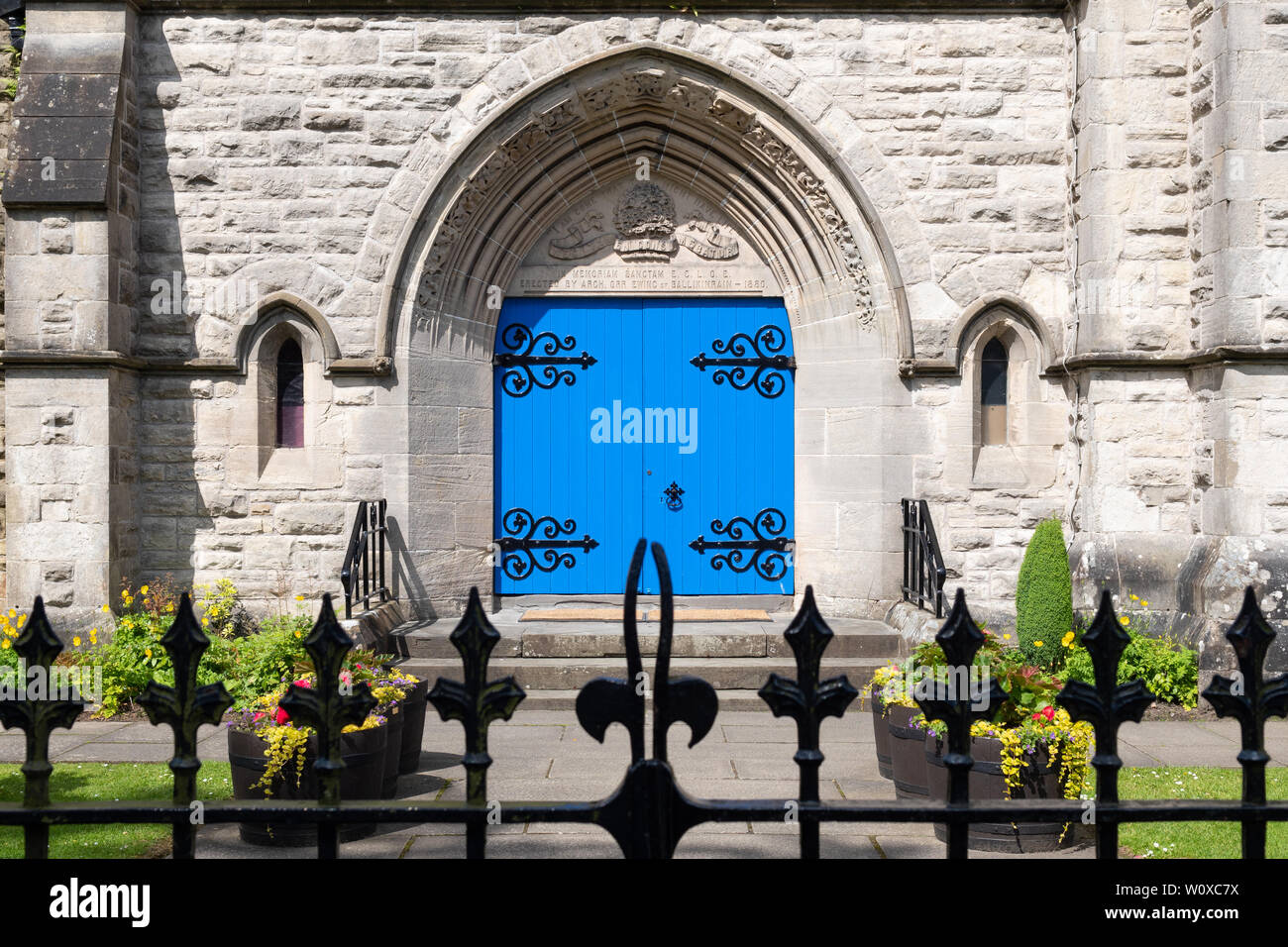 Killearn Kirk, blue church doors, Killearn, Stirlingshire, Scotland, UK ...