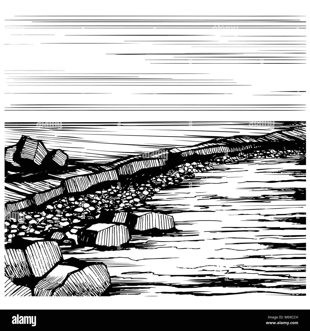 Rocky shore beach Stock Vector Images - Alamy