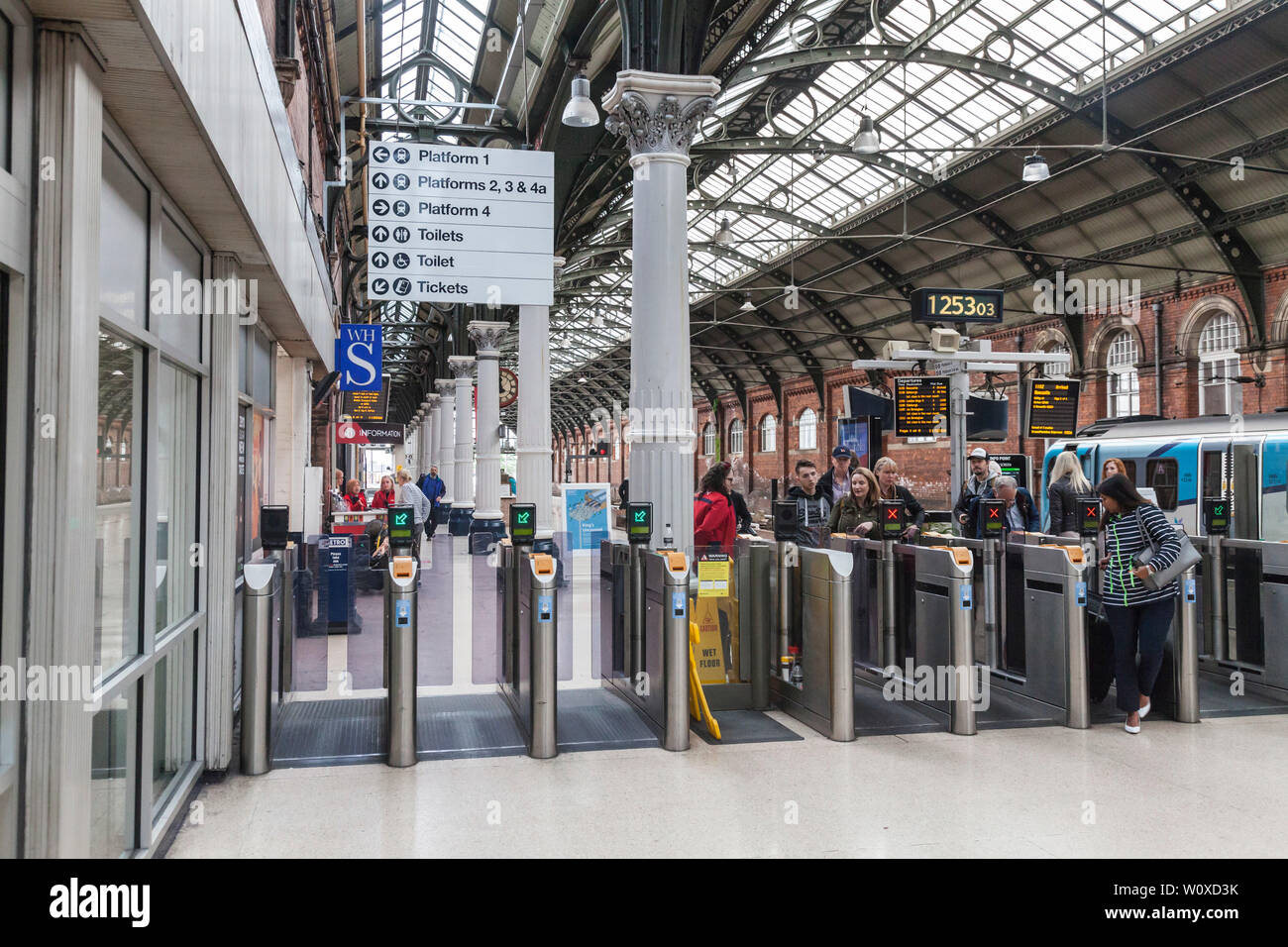 The entrance and departure gates on the platform area at Darlington ...