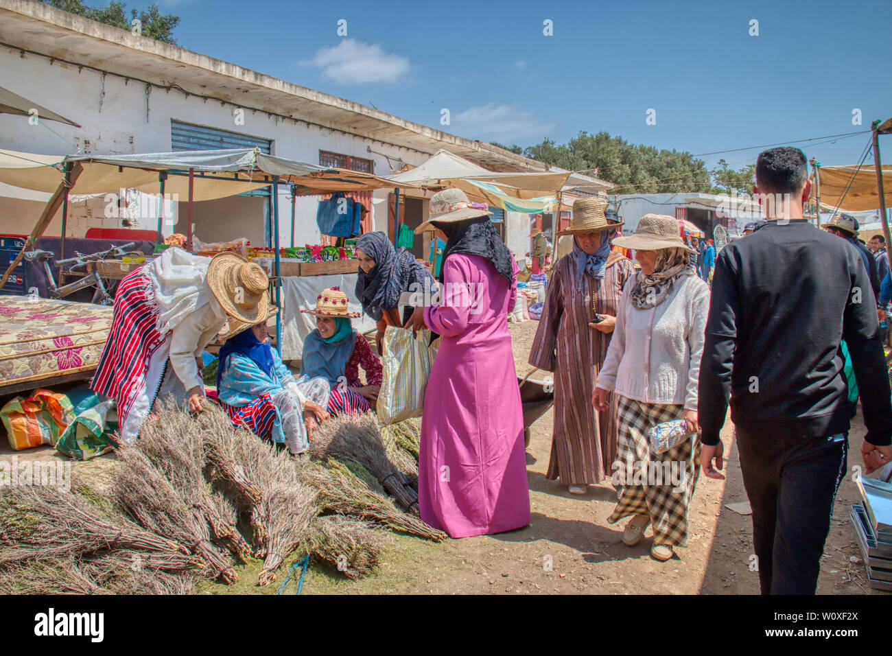 Oued Laou, Tetouan, Morocco - May 4, 2019: Moroccan women in the souk ...