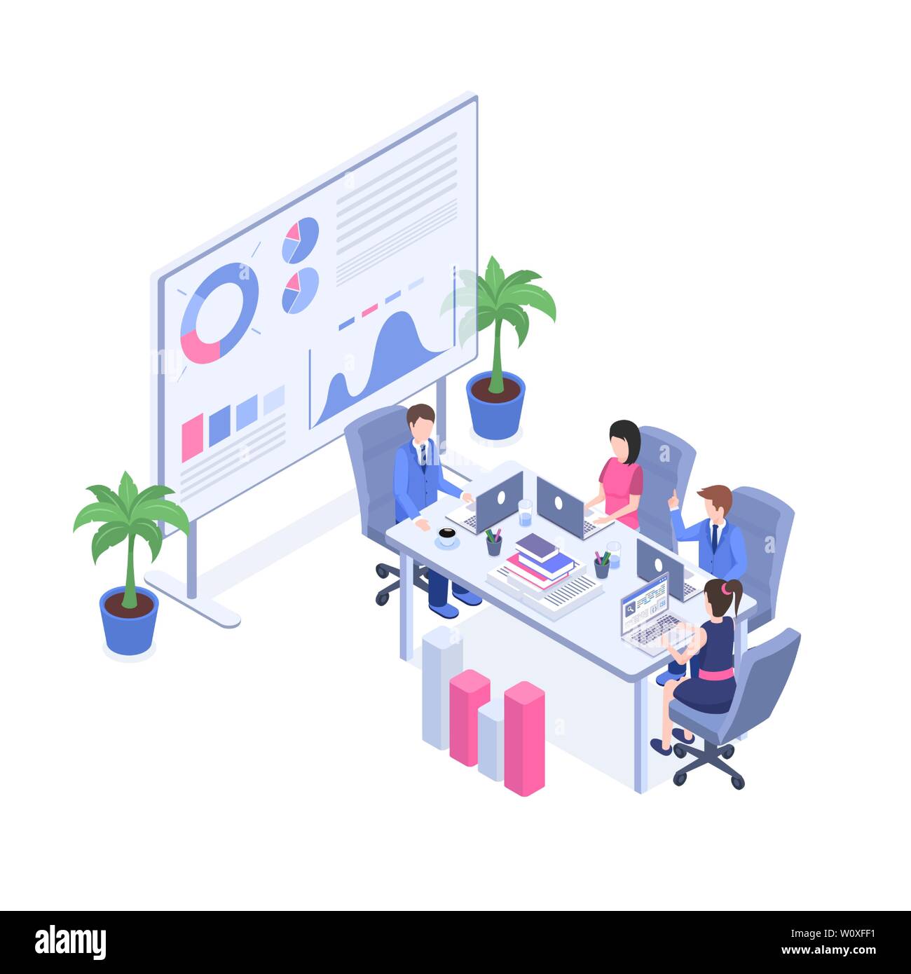 Business analytics training vector isometric illustration. Managers and ... Business analytics training vector isometric illustration. Managers and ...