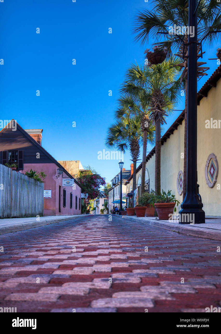Aviles Street in historic old town section of St Augustine Florida ...