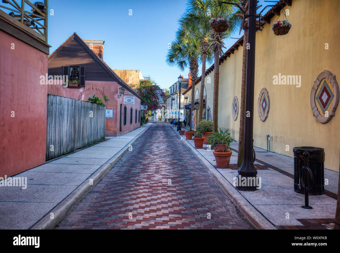 Aviles Street in historic old town section of St Augustine Florida ...