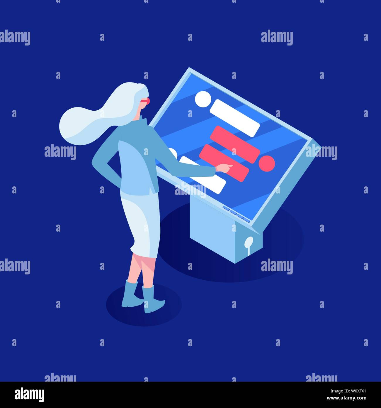 Customer support vector isometric illustration. Artificial intelligence ...