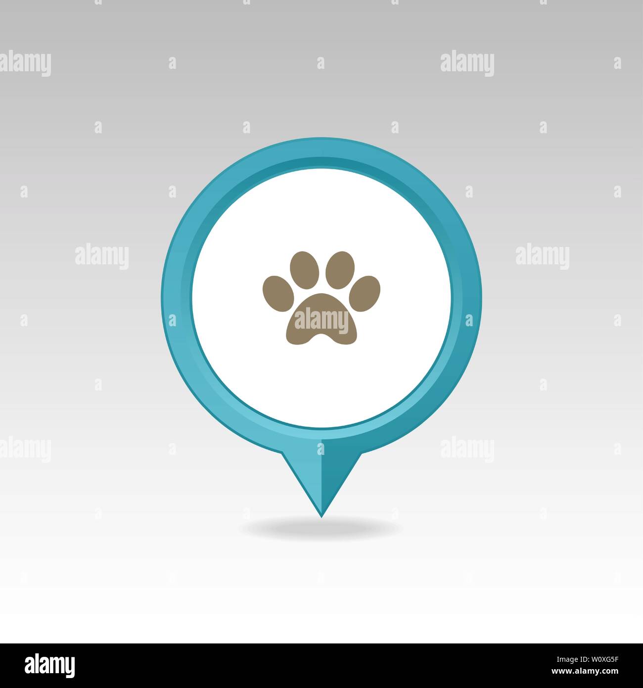 Dog paw pin map icon. Map pointer. Map markers. Destination vector icon ...