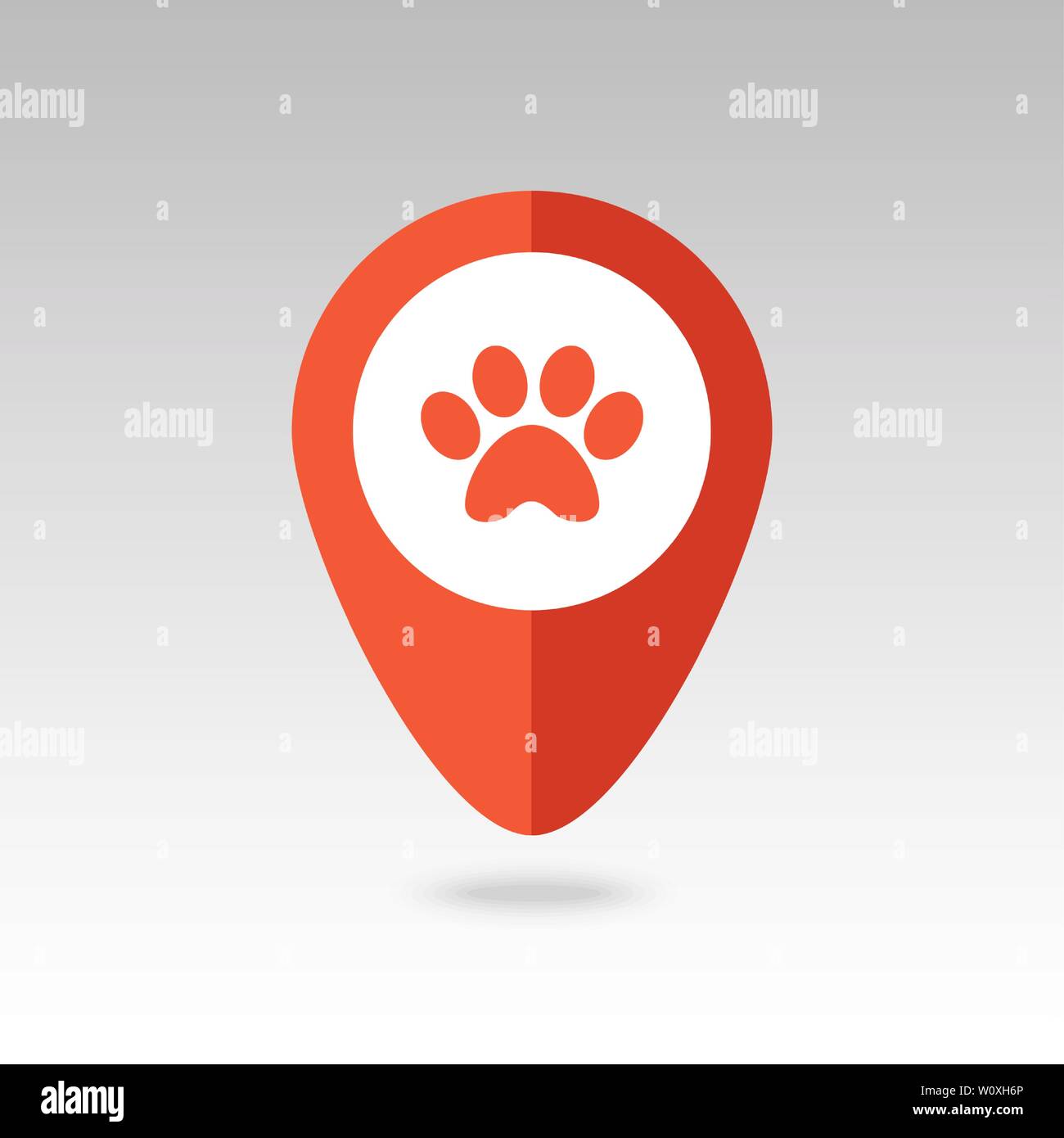 Dog paw pin map icon. Map pointer. Map markers. Destination vector icon ...