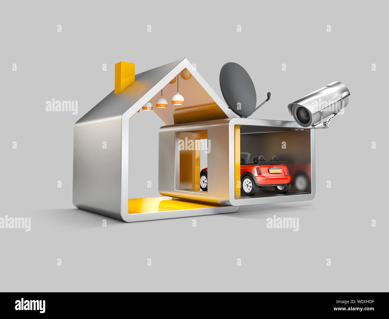 3d Illustration of home security system concept Stock Photo - Alamy