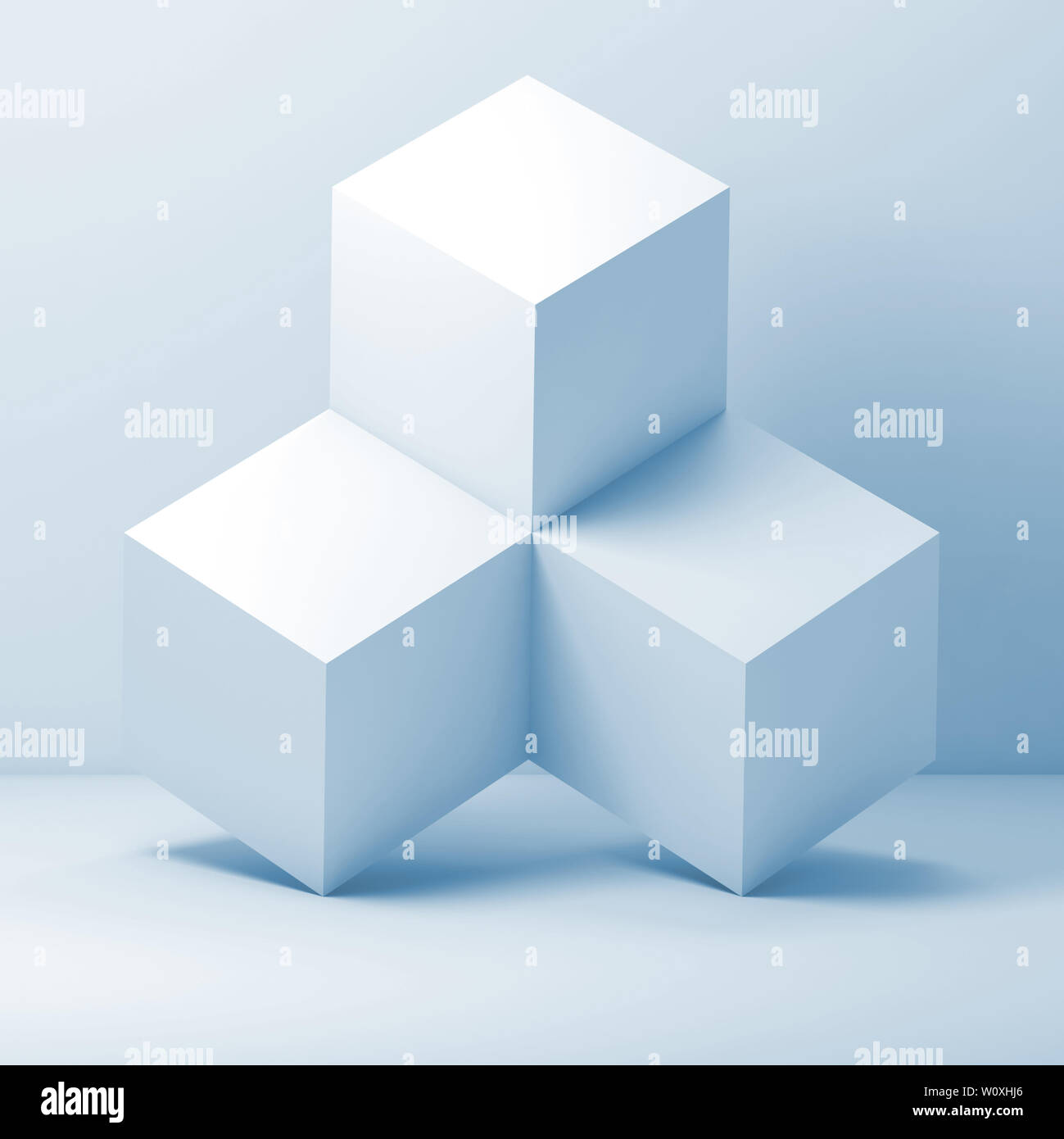 White cubes installation, abstract geometric background. Square 3d ...