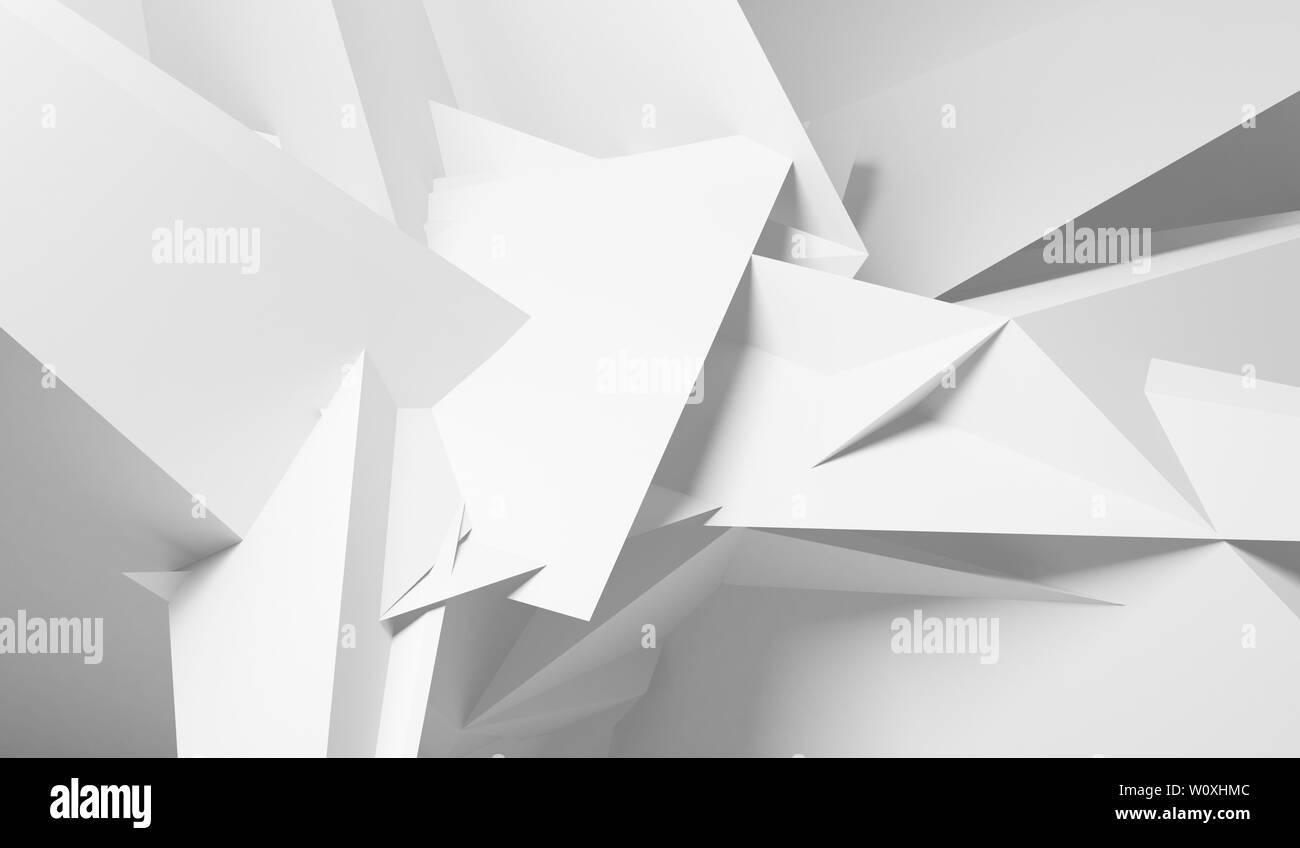 Intersected low poly structures. Abstract white digital background ...