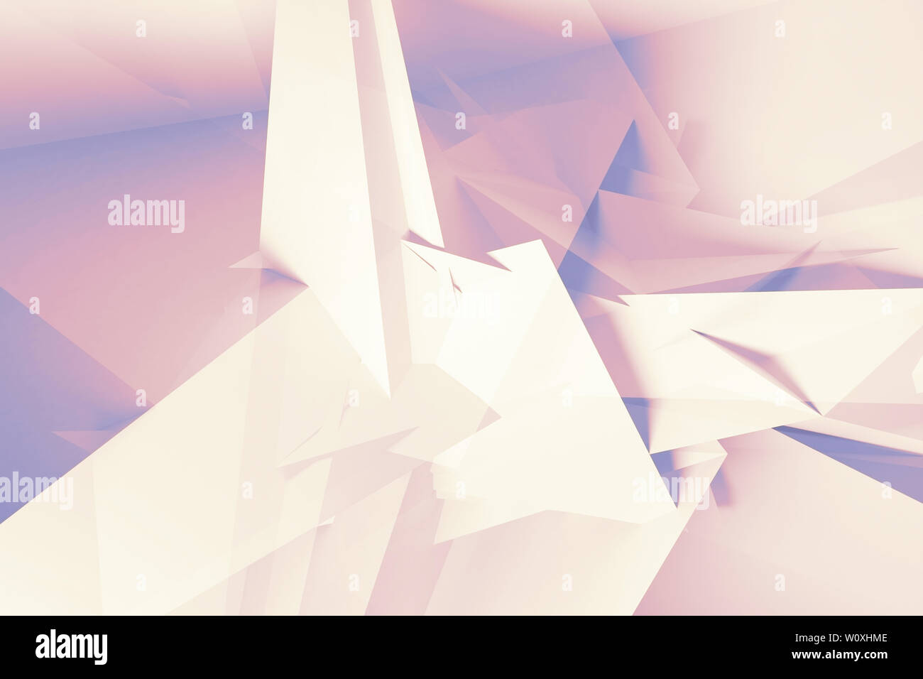 Intersected low poly structures. Abstract soft toned digital background texture, 3d rendering ...
