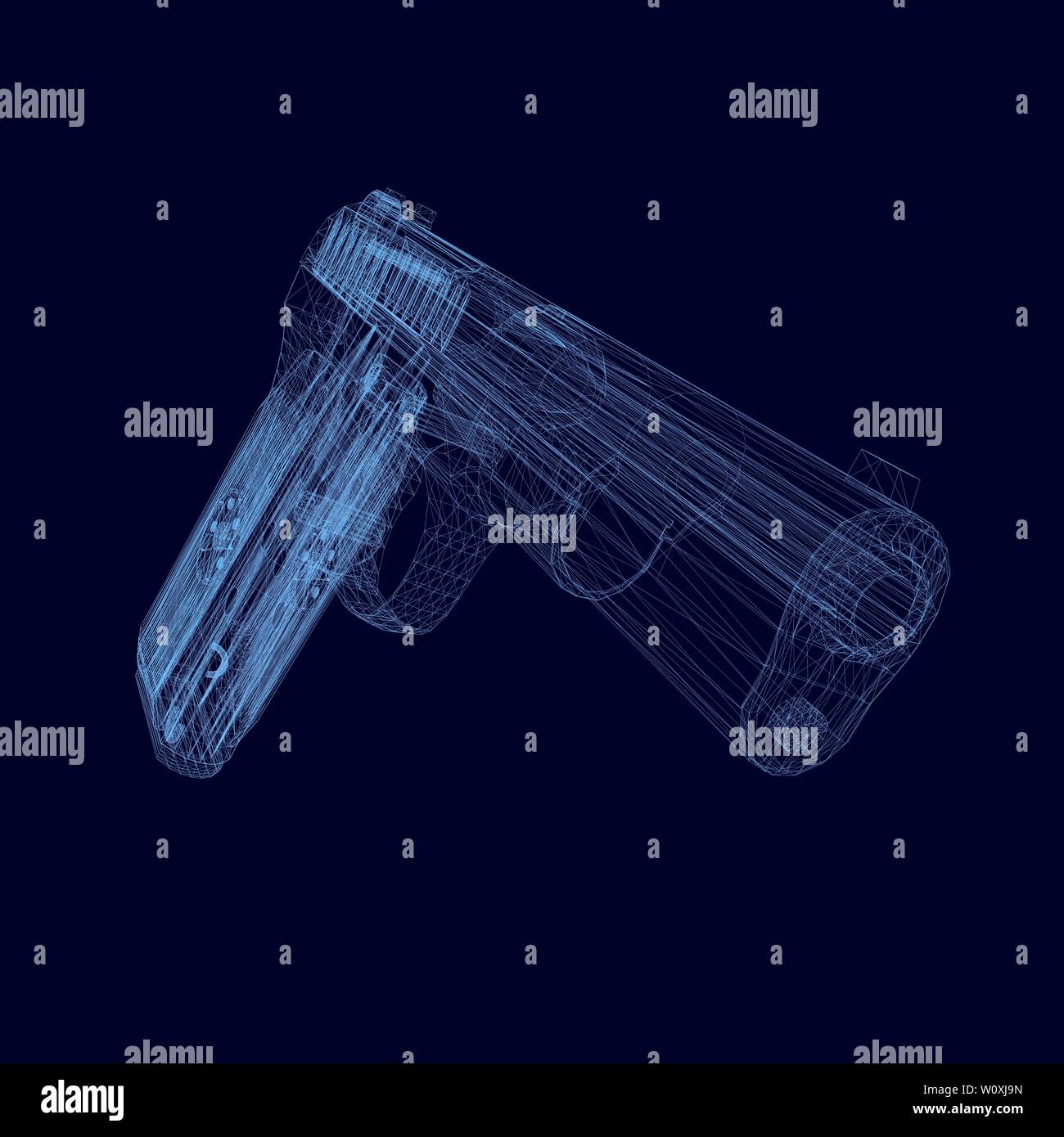 Wireframe pistol of blue lines. 3D Vector illustration Stock Vector ...