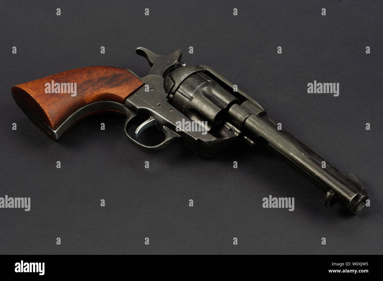 wild west revolver - colt single action army on black background Stock ...