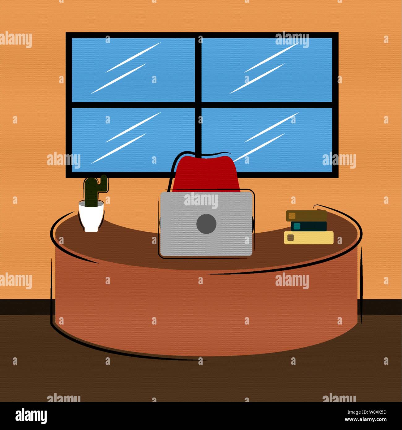 Office workplace room with a computer- Vector Stock Vector Image & Art ...