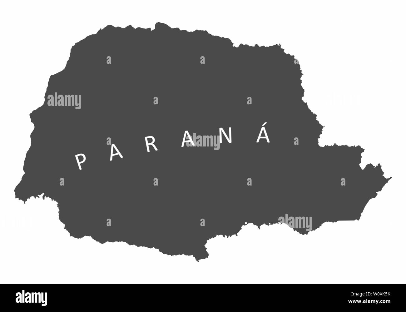 Parana State silhouette map isolated on white background Stock Vector ...