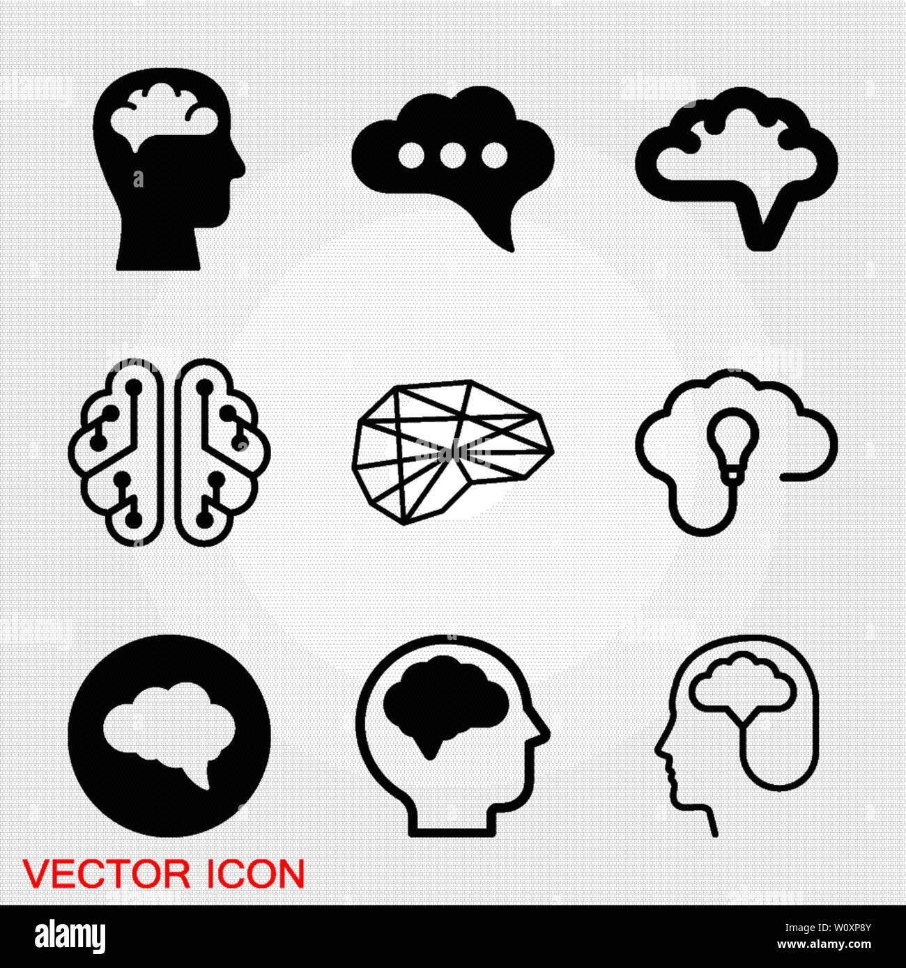 Brain vector icon. Simple illustration isolated on background for ...