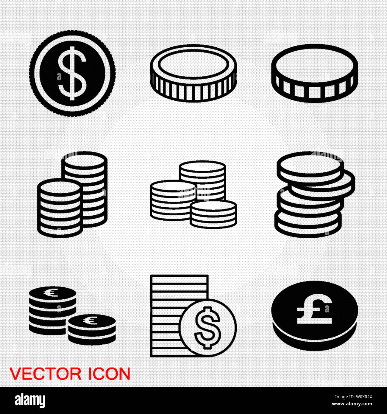 Coins Icon isolated on background. Money symbol for web site design ...