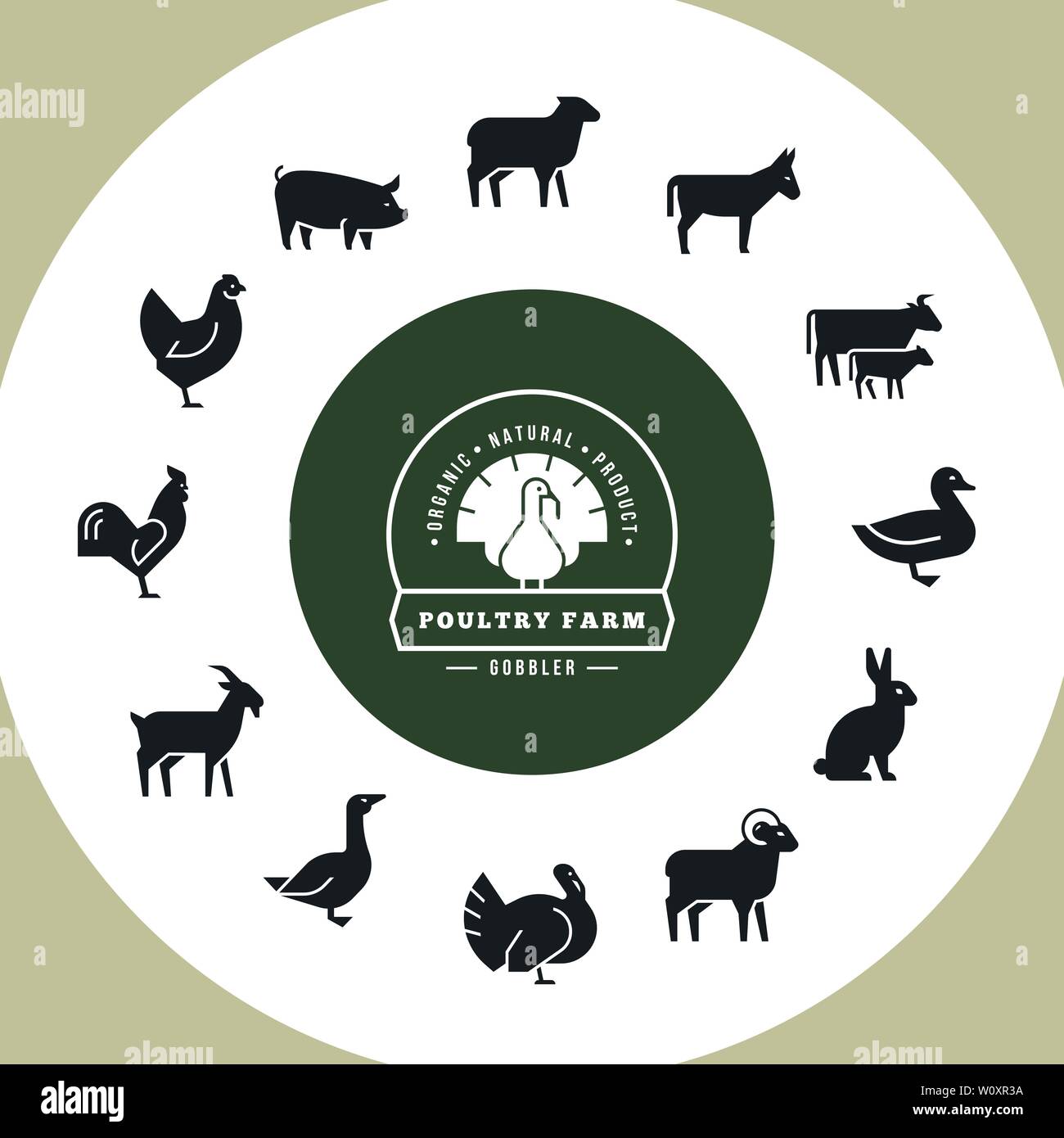 Circular concept of farm animals. With place for text Stock Vector ...