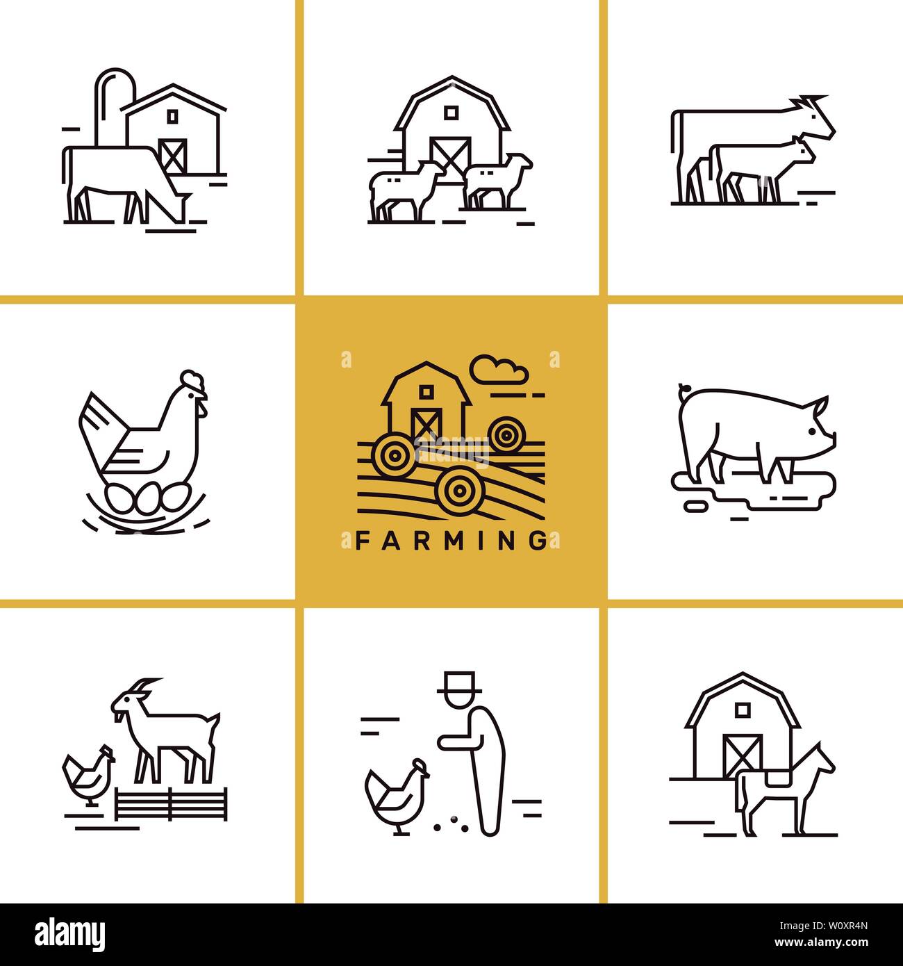 Vector set of farming and farm animals that are great for illustrations ...