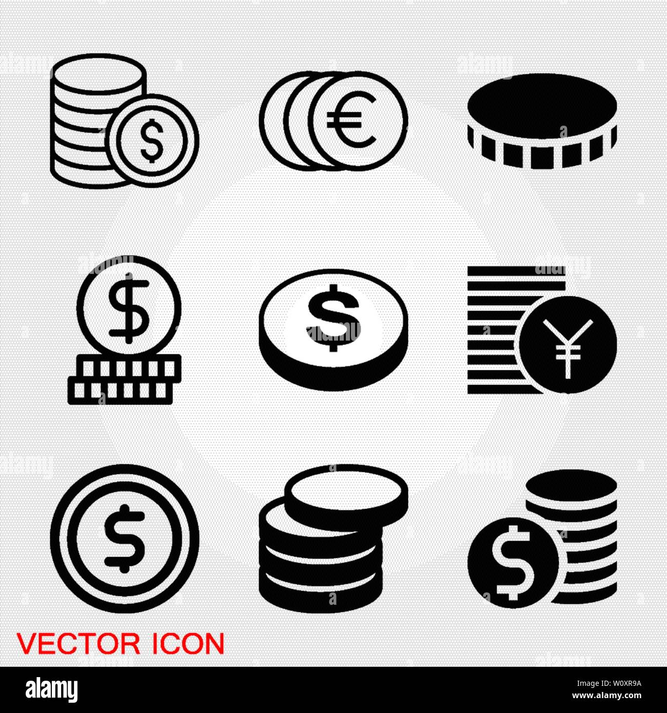 Coins Icon isolated on background. Money symbol for web site design ...