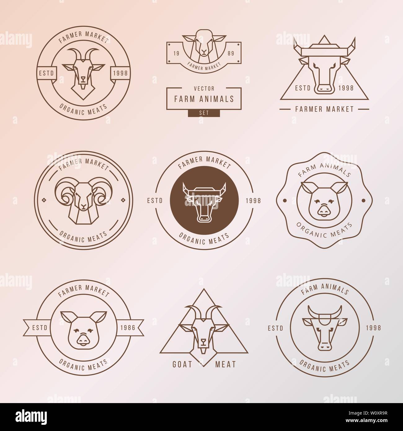 A large collection of vector logos for farmers, grocery stores and ...