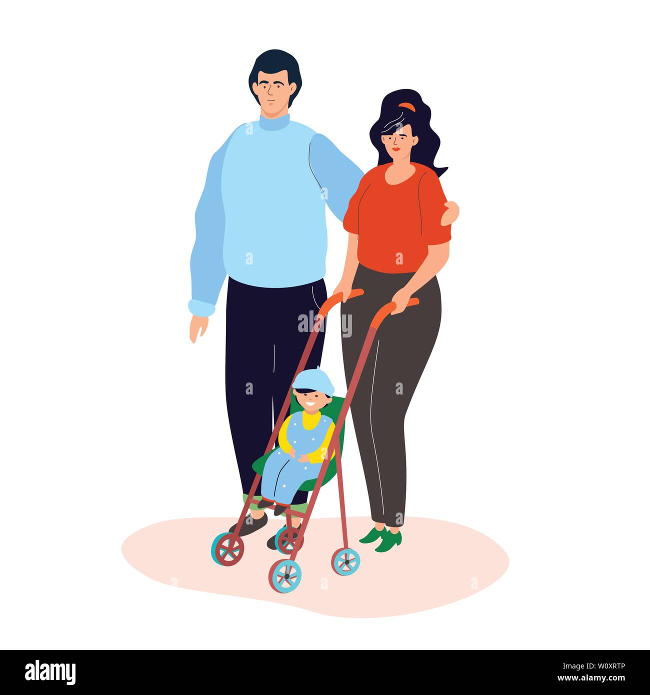 Family on a walk - colorful flat design style illustration Stock Vector ...