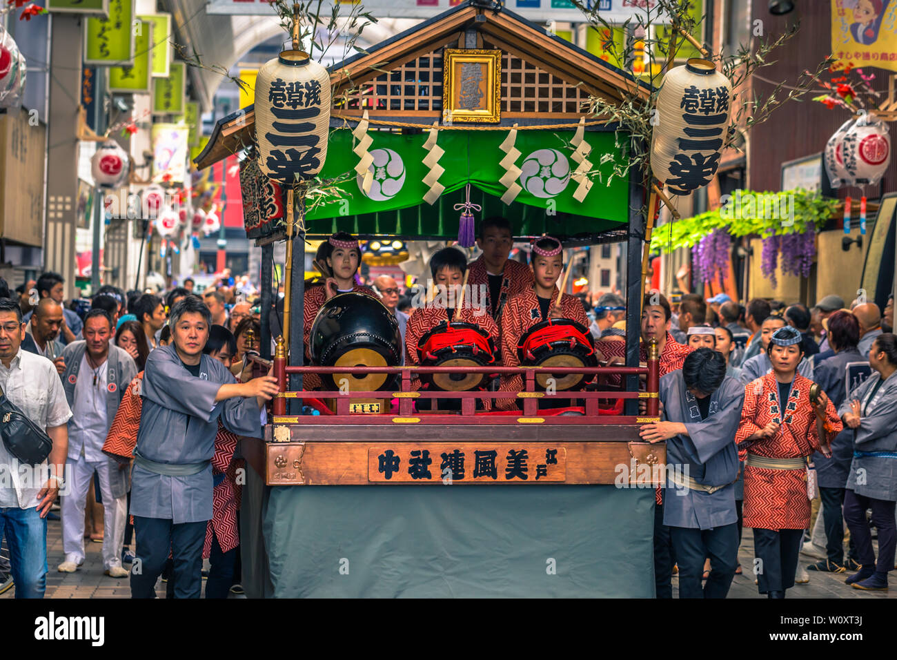 Tokyo - May 19, 2019: People celebrating the Sanja Matsuri festival in ...