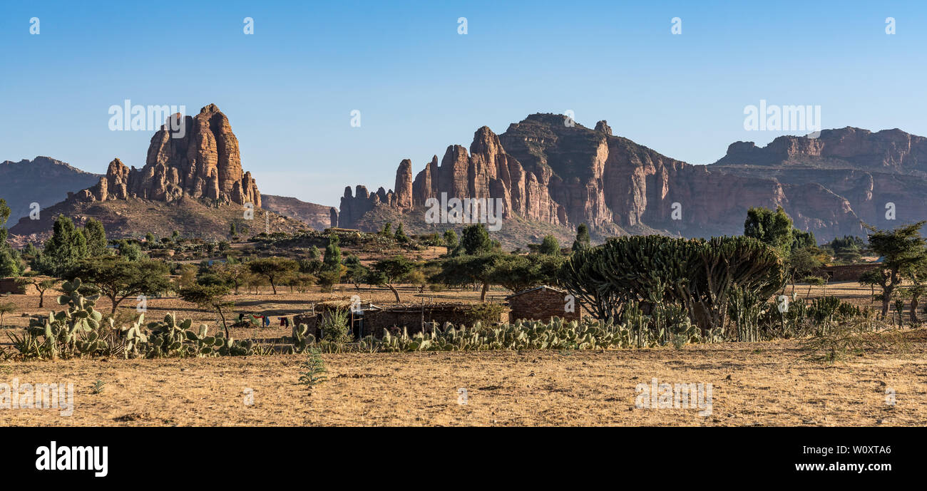 Landscape in Gheralta near Abraha Asbaha in Tigray, Northern Ethiopia ...