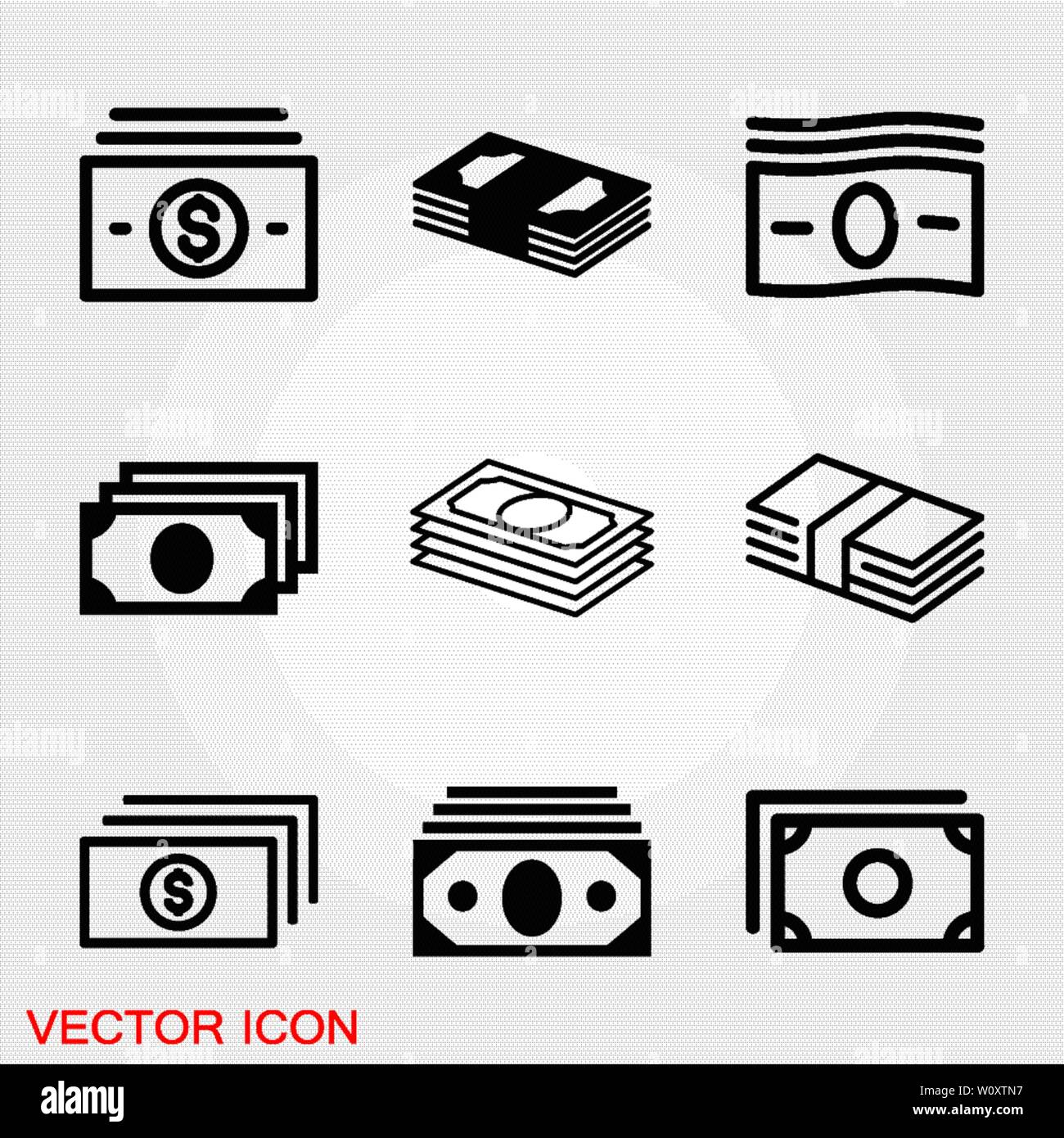 Currency Banknotes vector icon. Illustration style is a flat iconic ...
