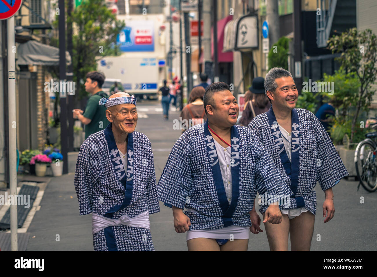 Tokyo - May 19, 2019: People celebrating the Sanja Matsuri festival in ...