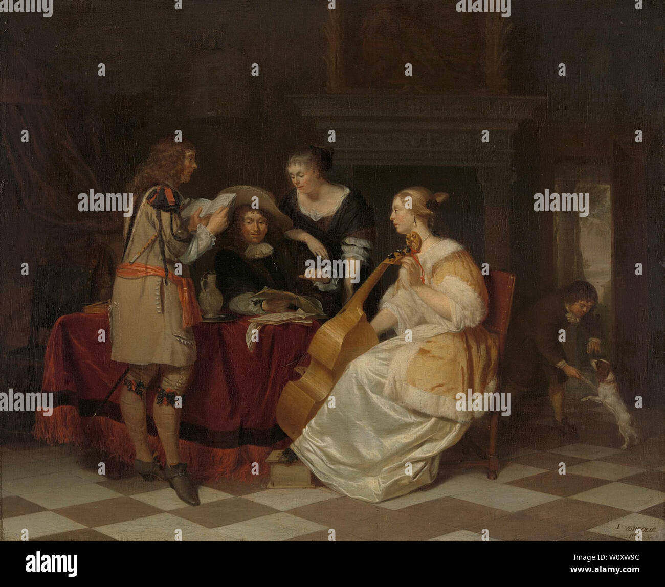 A Musical Company (1673). Verkolje, Jan (I Stock Photo - Alamy