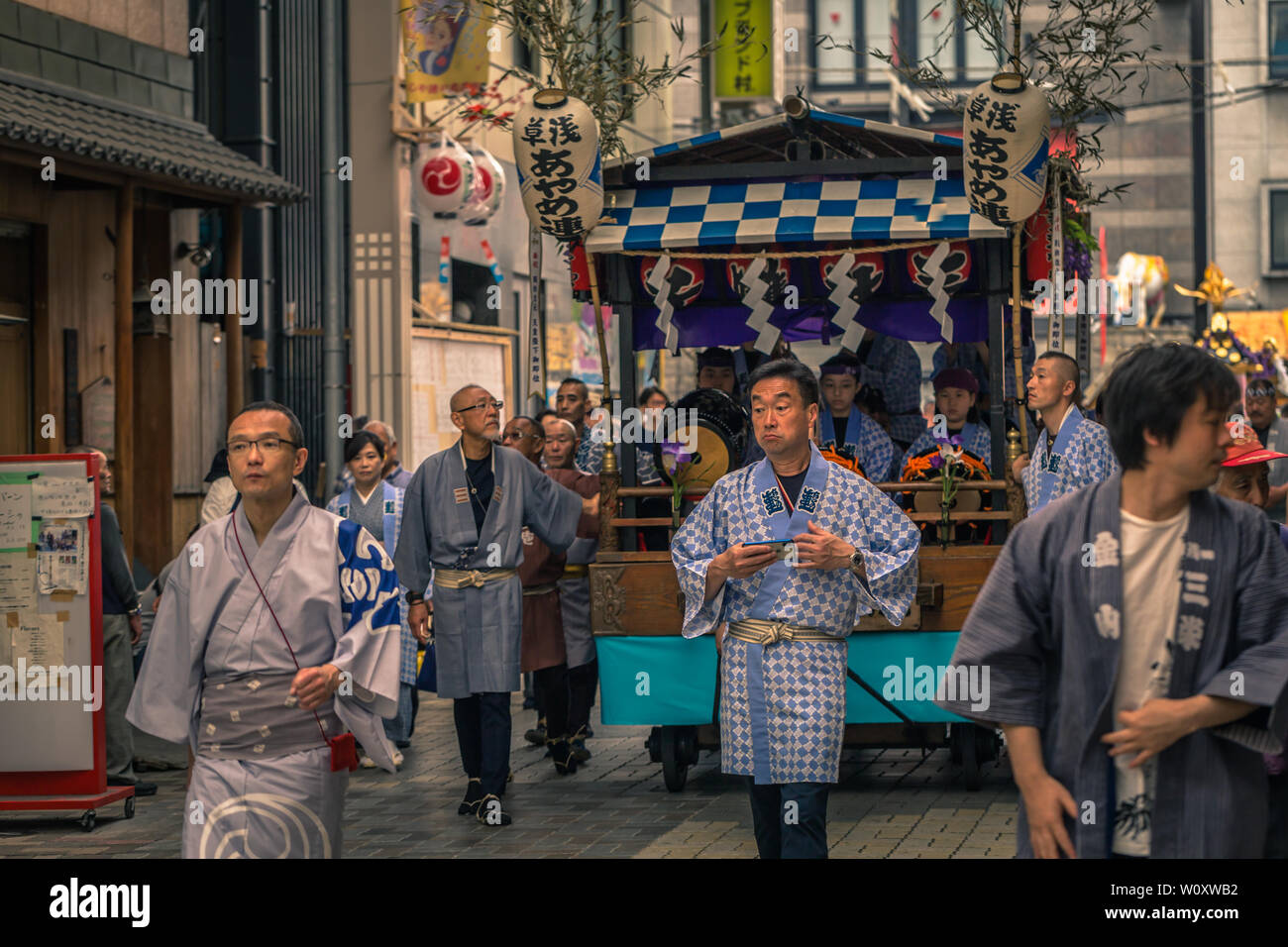 Tokyo - May 19, 2019: People celebrating the Sanja Matsuri festival in ...