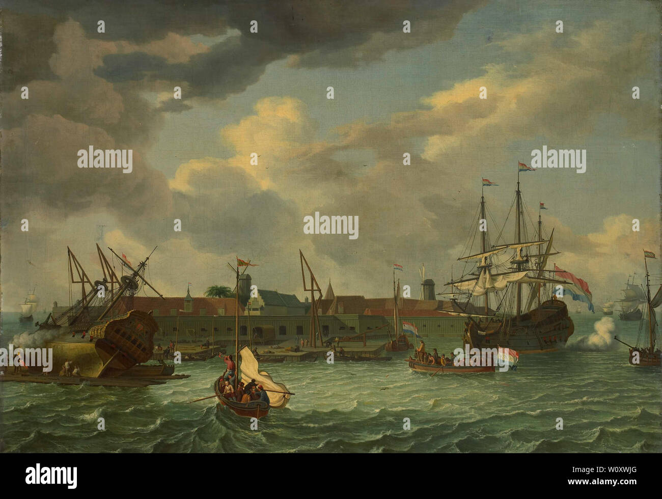 The Island of Onrust near Batavia (Jakarta) (1699). Storck, Abraham ...