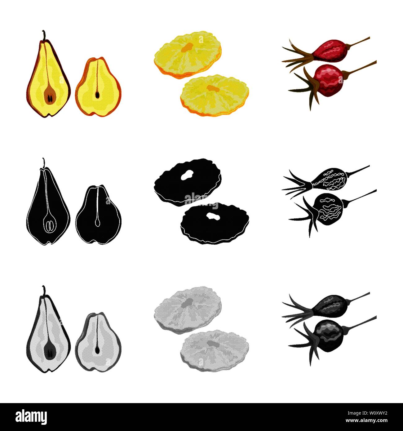 Vector illustration of food and raw logo. Set of food and nature stock ...