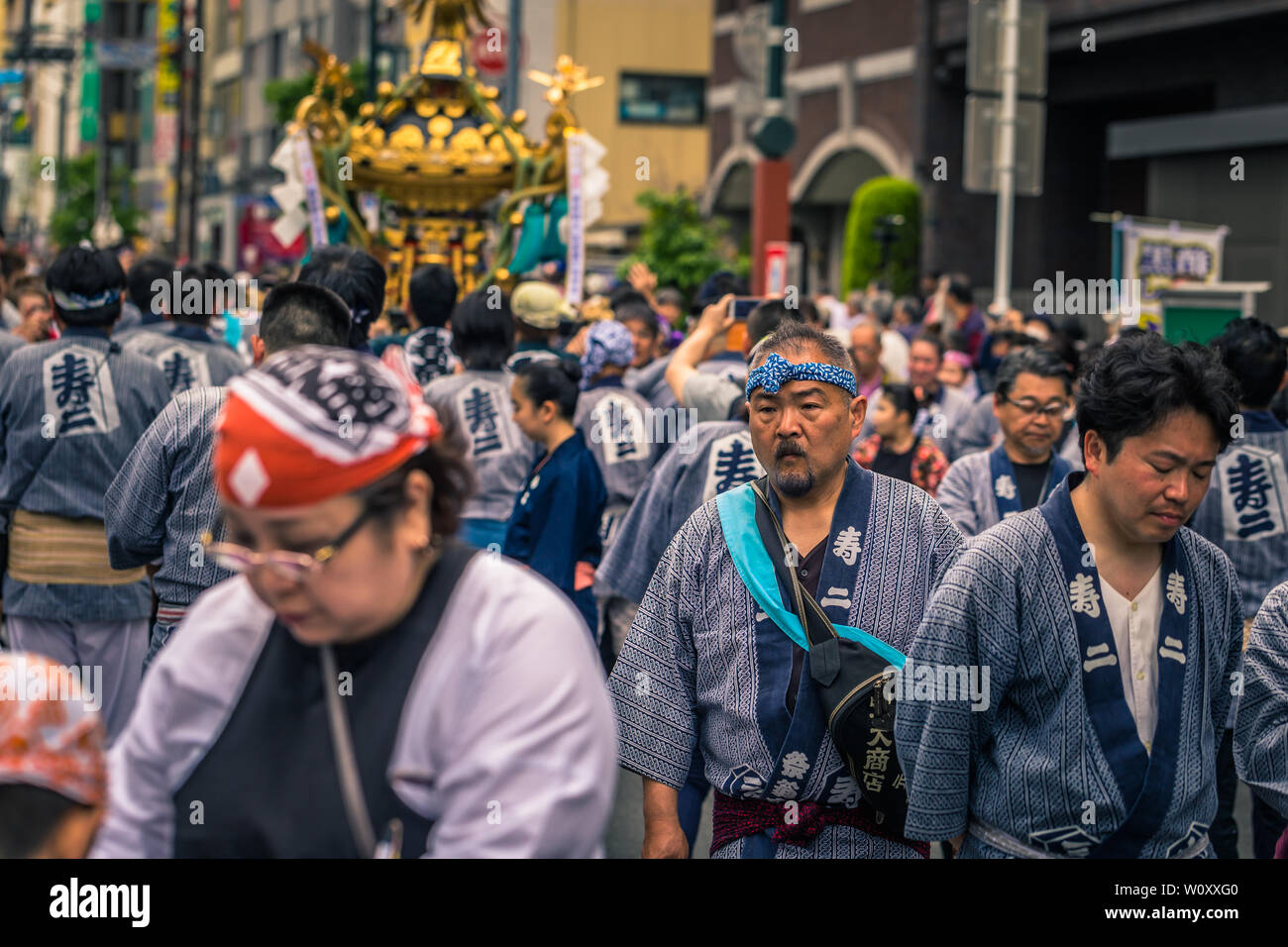 Tokyo - May 19, 2019: People celebrating the Sanja Matsuri festival in ...