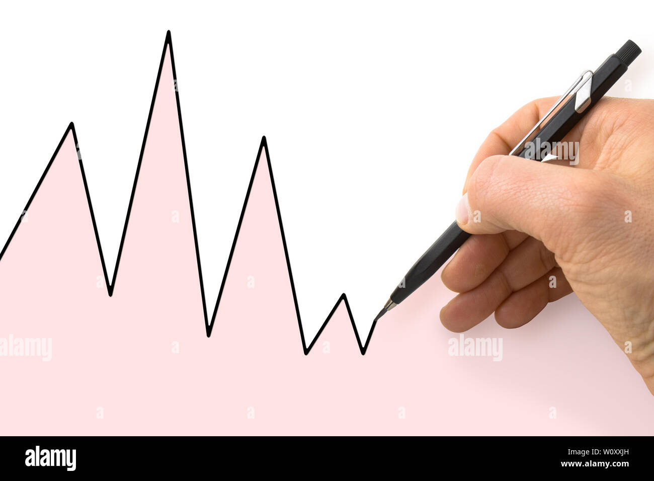 Hand drawing a graph on a blank card isolated on white Stock Photo - Alamy