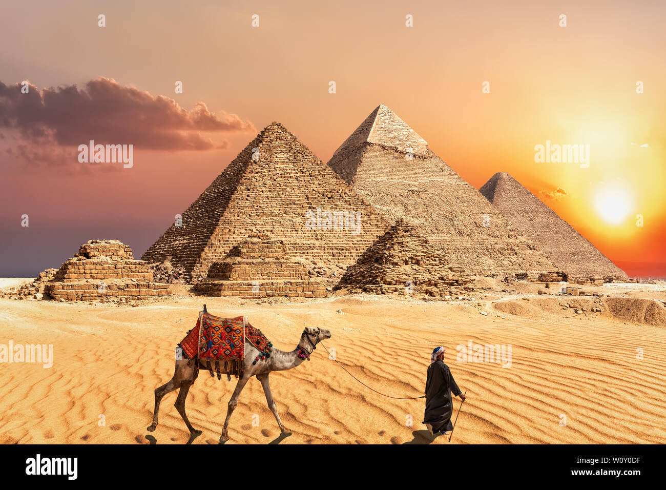 Giza Pyramid complex in Egypt, beautiful sunset view Stock Photo - Alamy