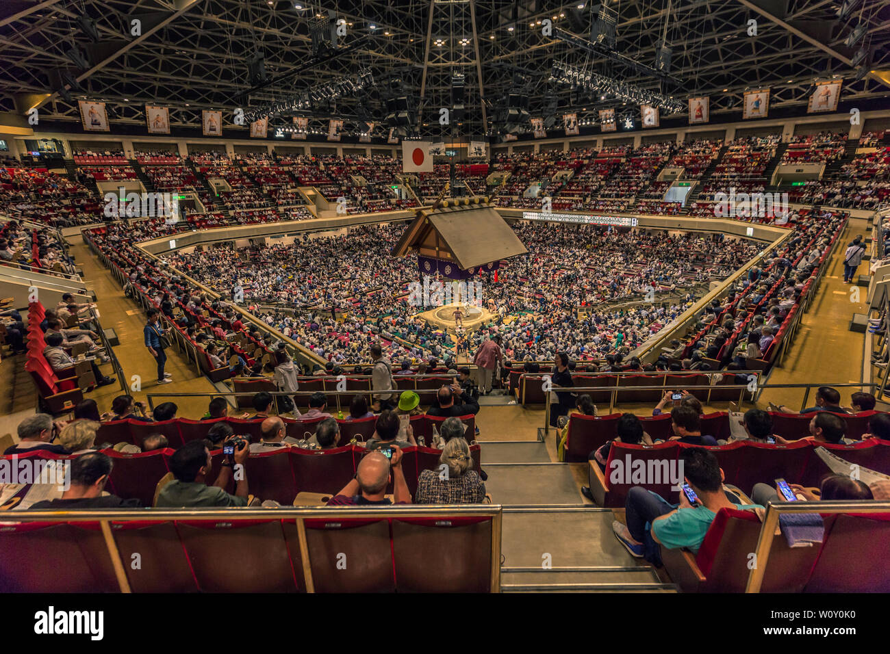 Tokyo - May 19, 2019: Sumo wrestling match in the Ryogoku arena, Tokyo ...
