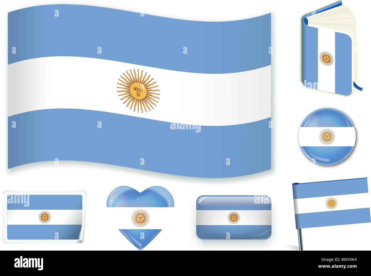 Argentinian national flag. Vector illustration. 3 layers. Shadows, flat ...