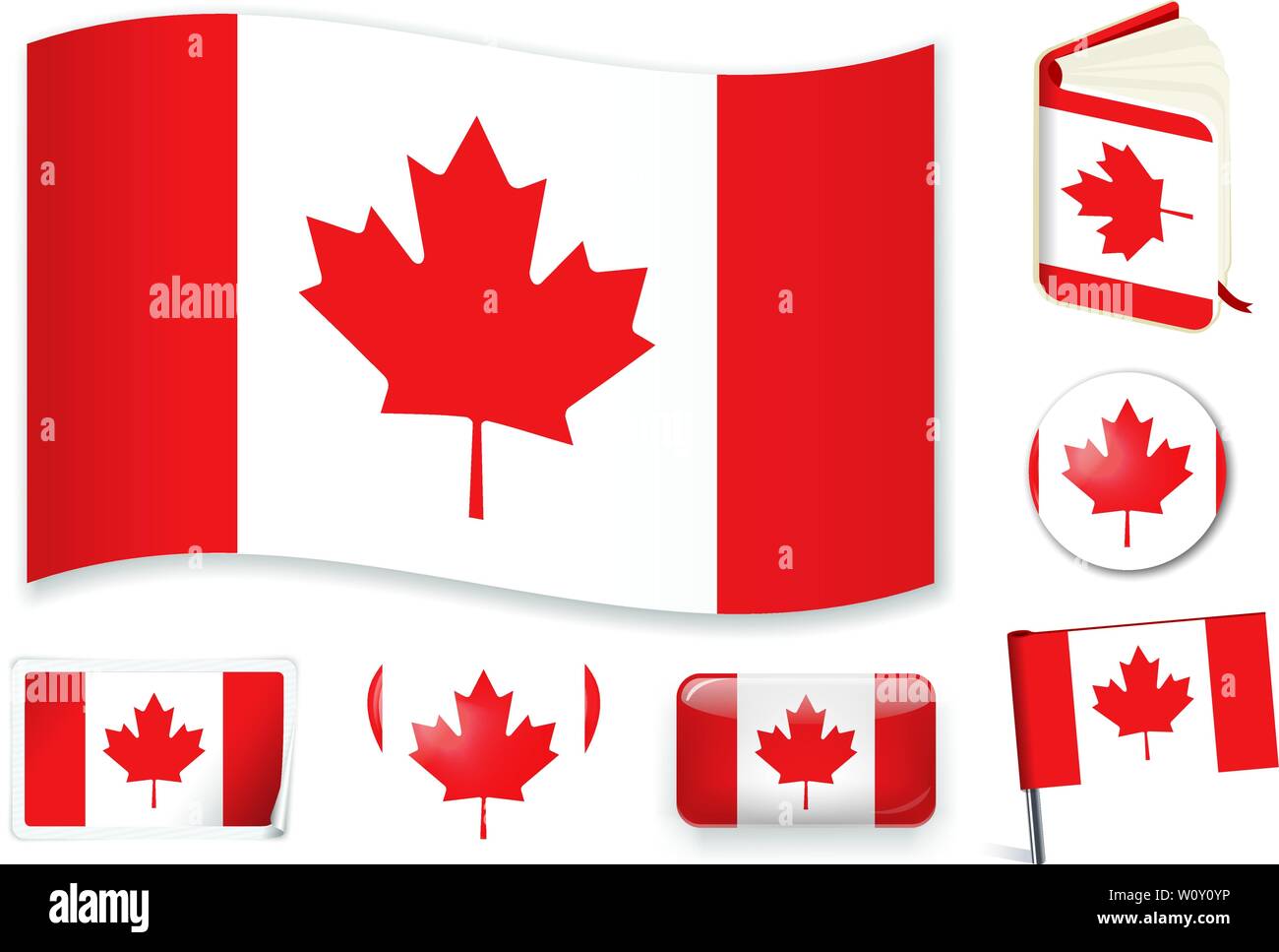 Canadian national flag. Vector illustration. 3 layers. Shadows, flat ...