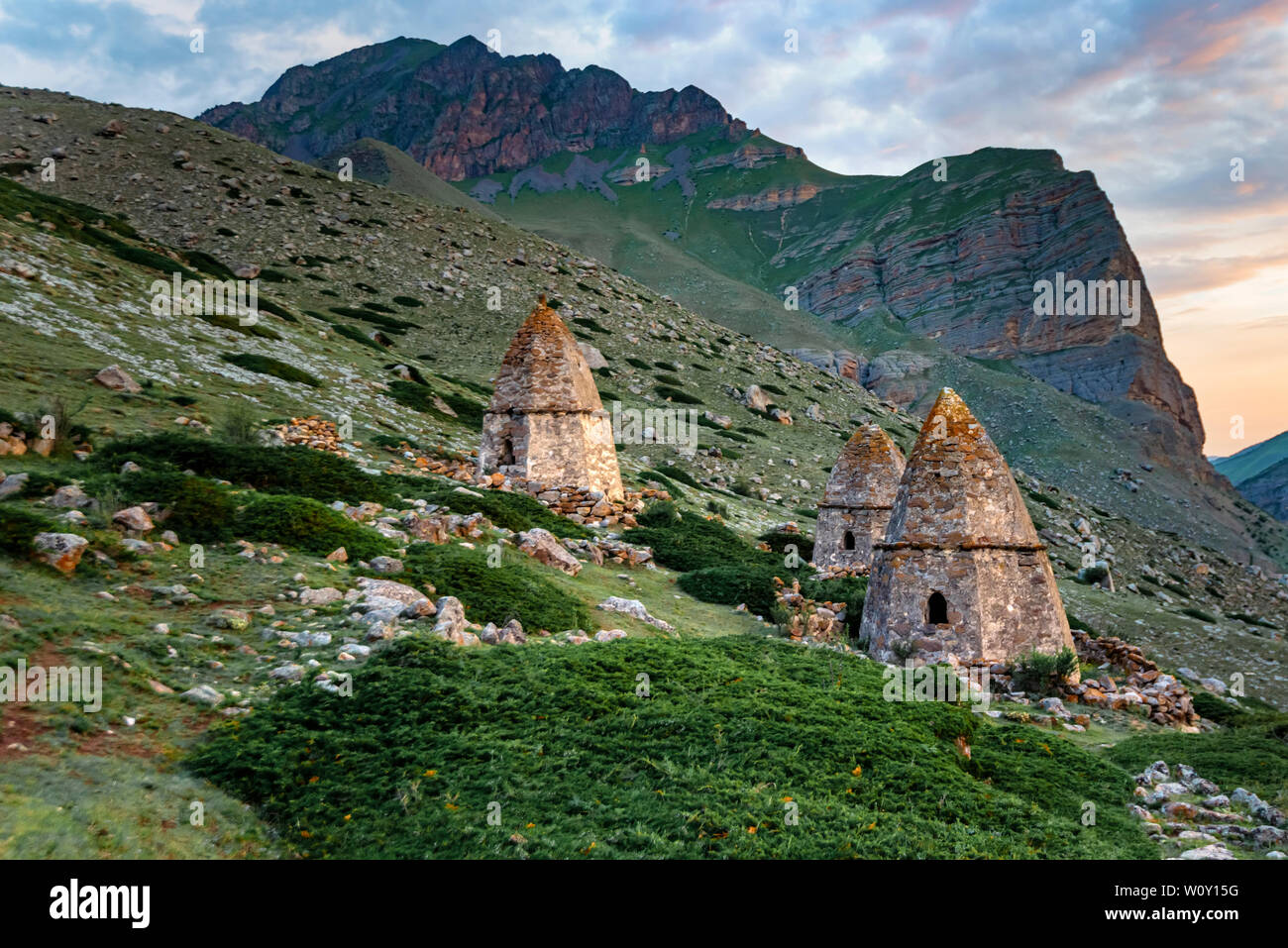 Medieval tombs in City of Dead near Eltyulbyu, Kabardino-Balkaria ...