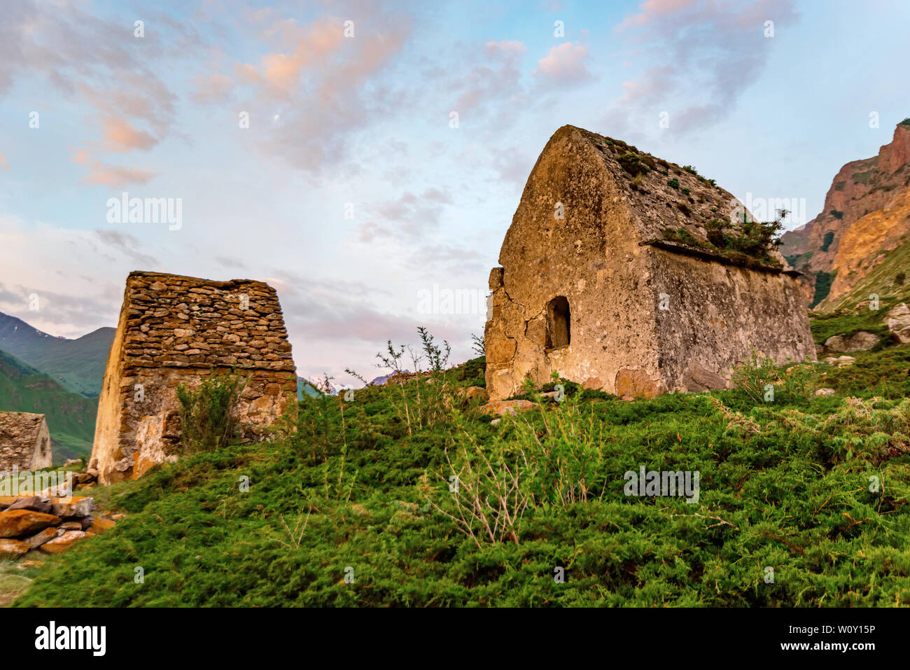 Medieval tombs in City of Dead near Eltyulbyu, Kabardino-Balkaria ...
