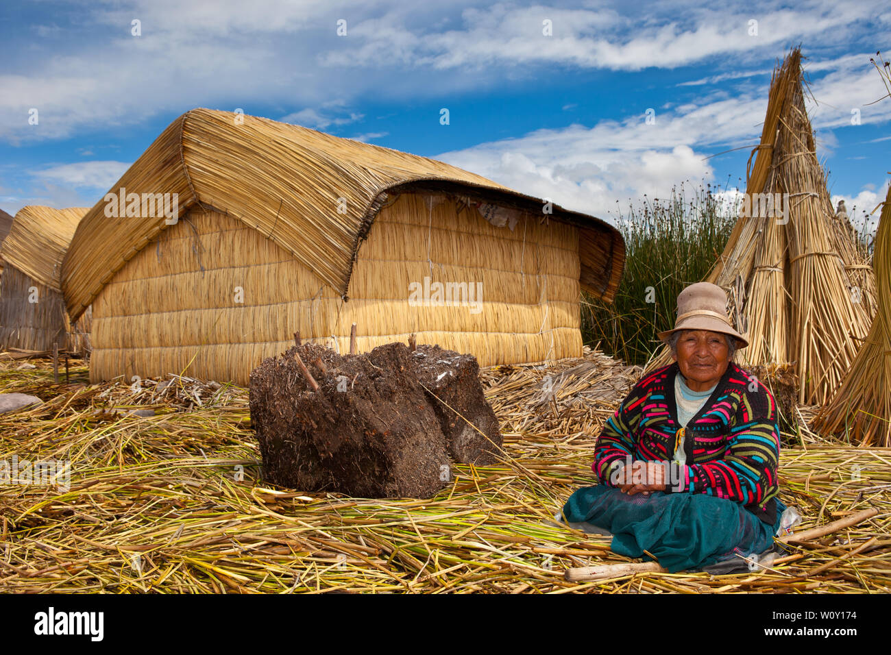 People of Uros islands at lake Titicaca,Peru Stock Photo - Alamy