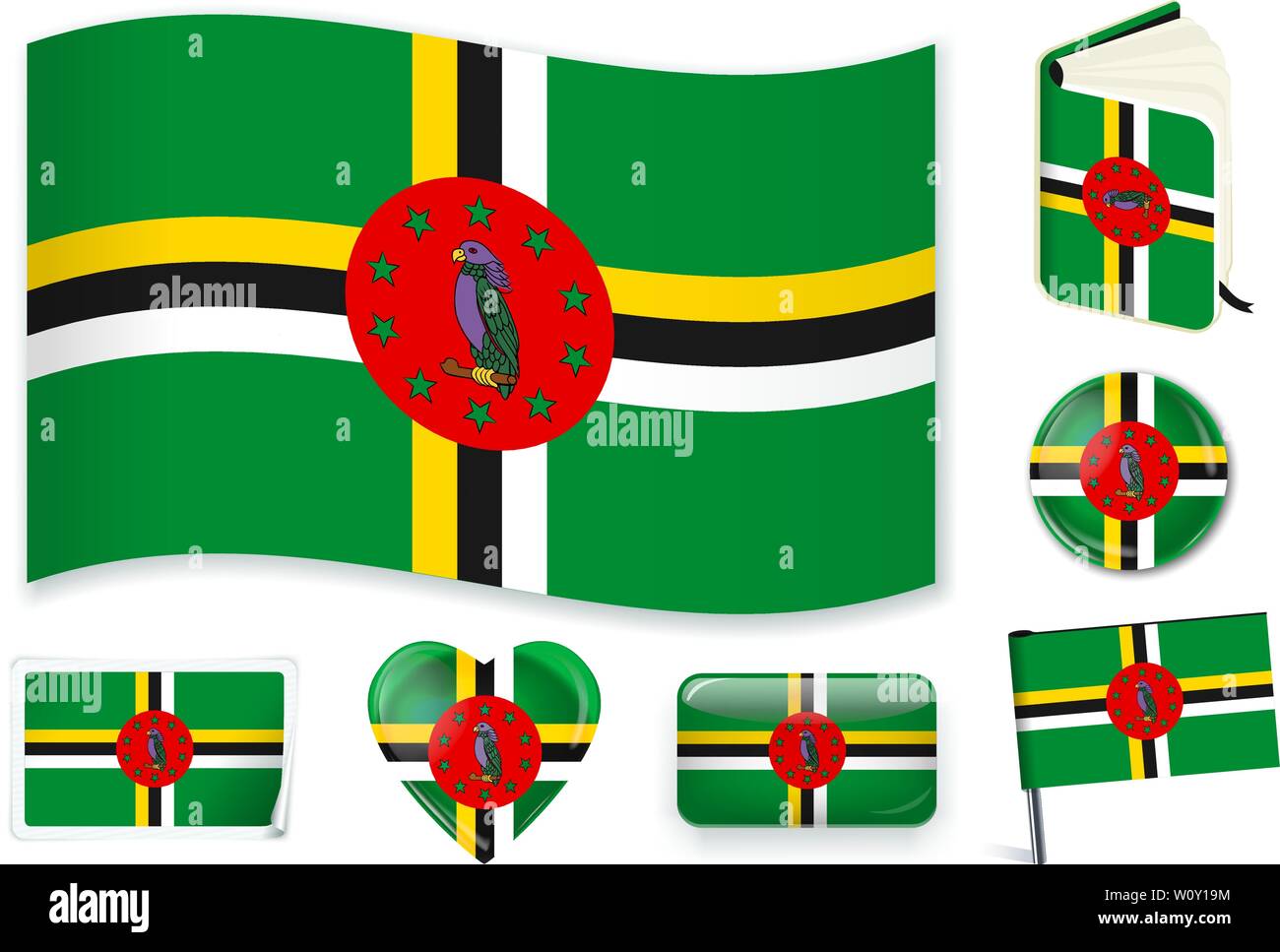 Dominican national flag. Vector illustration. 3 layers. Shadows, flat ...