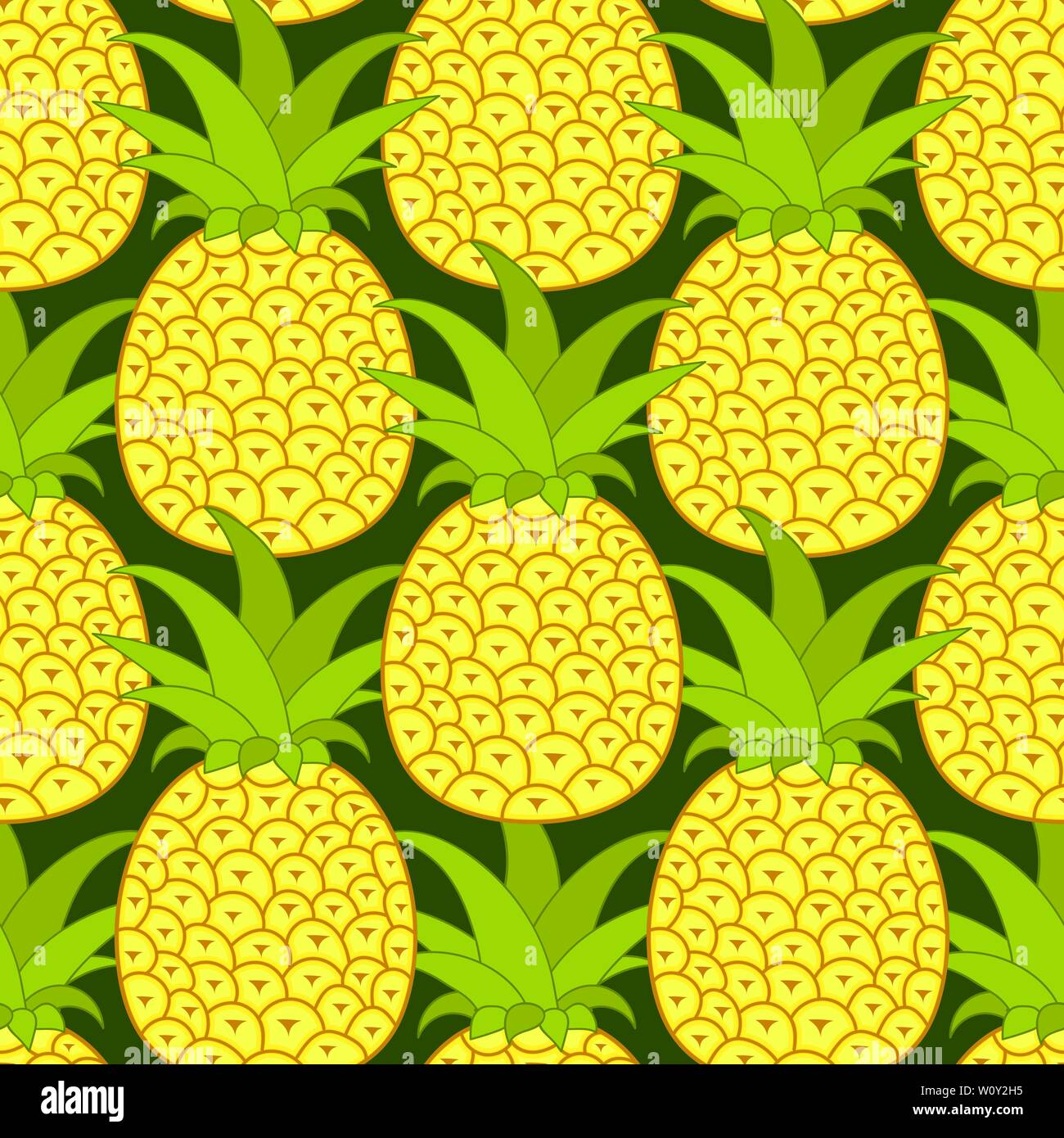 Pineapples seamless pattern. Tropical background. Vector illustration. Ready For Your Design ...