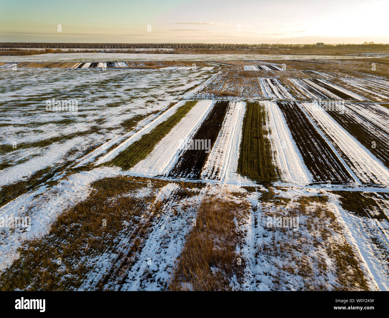 Aerial view snowy meadow sunrise hi-res stock photography and images ...