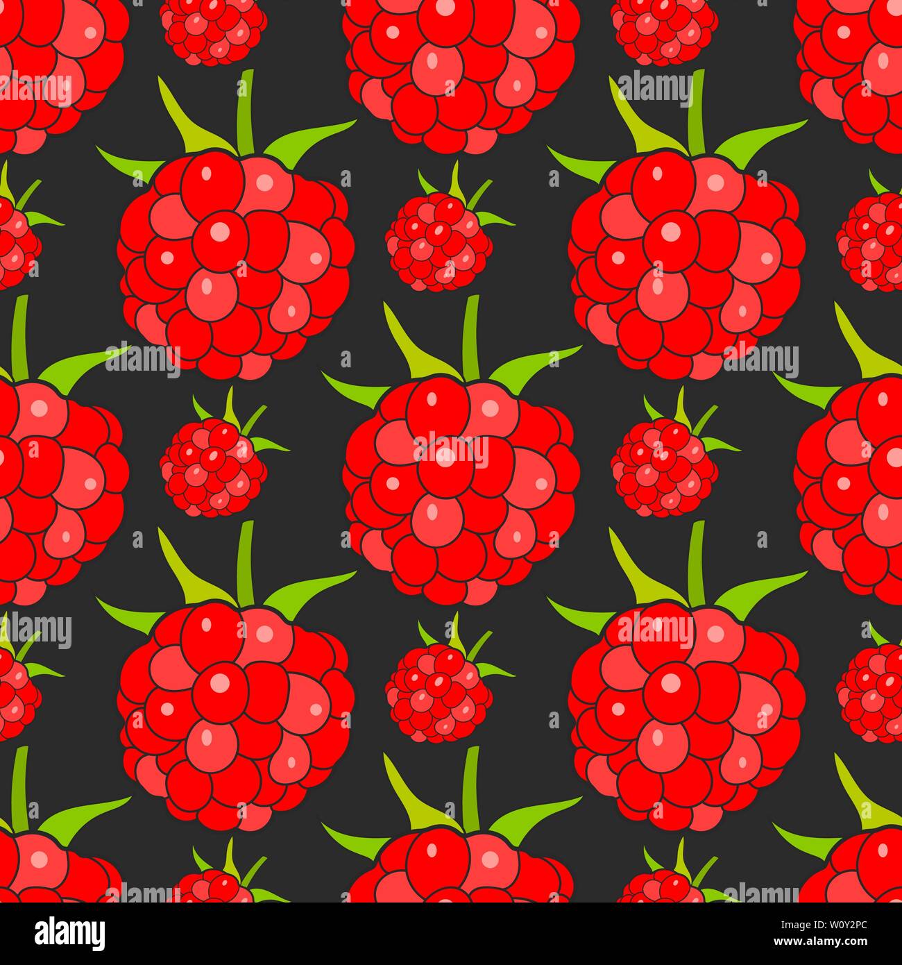 Seamless Background With Raspberries, Vector Image Ready For Your ...