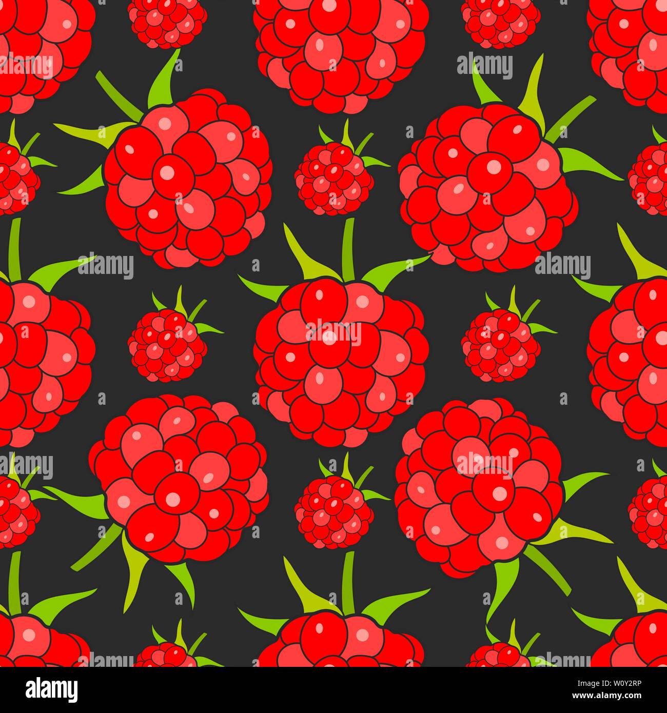 Seamless Background With Raspberries, Vector Image Ready For Your ...