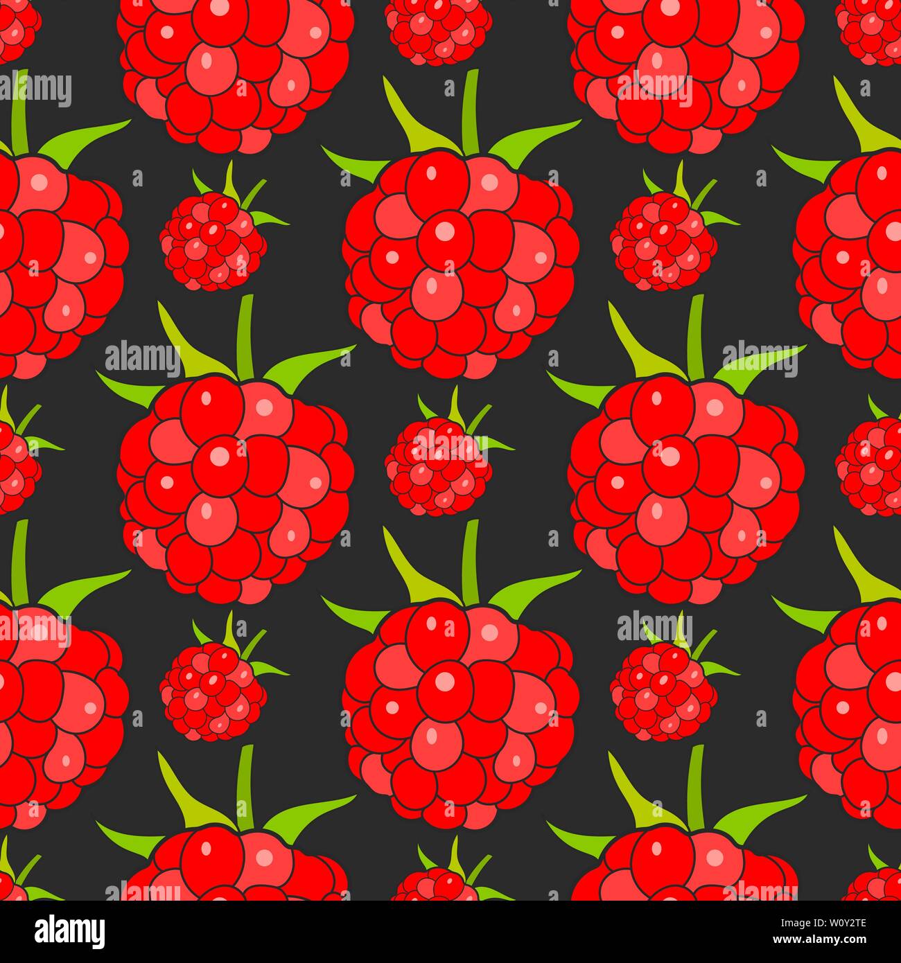 Seamless Background With Raspberries, Vector Image Ready For Your ...