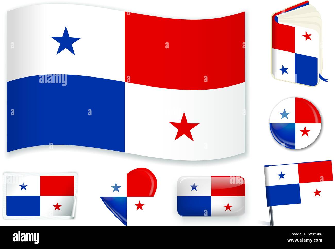 Panama national flag. Vector illustration. 3 layers. Shadows, flat flag ...