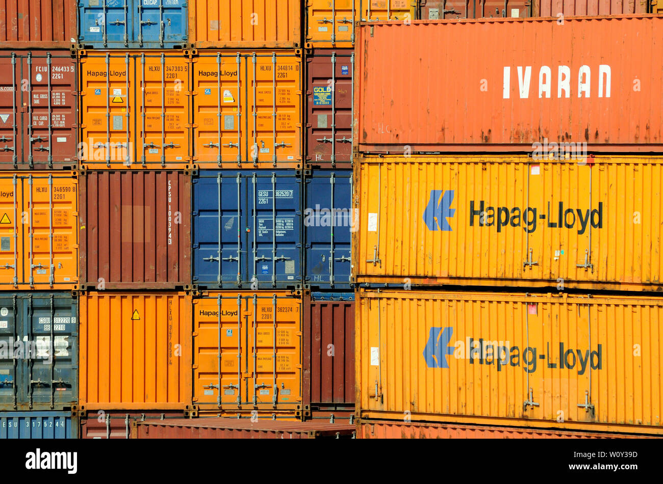port of rotterdam, netherlands - july 20, 2010: containers of various ...